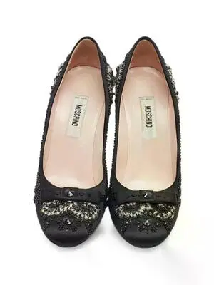 Moschino Embellished Satin Stiletto Pumps