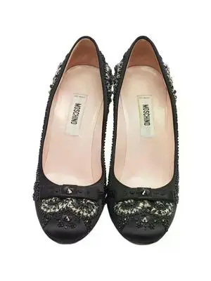 Moschino Embellished Satin Stiletto Pumps
