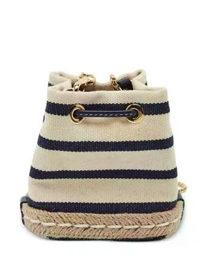 Prada Mini Striped Triangle Logo Bucket Bag
