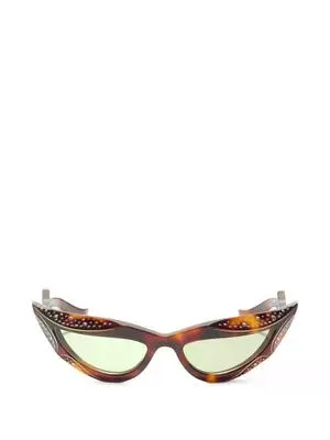Valentino Garavani Vlogo Signature Rhinestone Embellished Cat-eye Sunglasses - Brown
