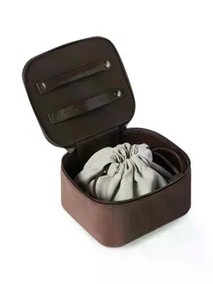 Brunello Cucinelli Suede Jewelry Box With Shiny Zipper Pull