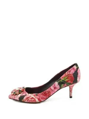 Dolce & Gabbana Bellucci Crystal-embellished Floral Brocade Pumps - Pink