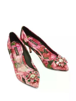 Dolce & Gabbana Bellucci Crystal-embellished Floral Brocade Pumps - Pink