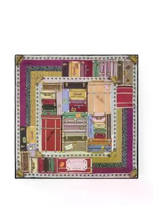 LANCEL 90 Square Printed Silk Scarf - Purple