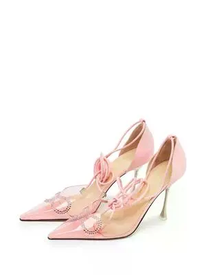 Mach & Mach Crystal Embellished Bow Pumps - Pink