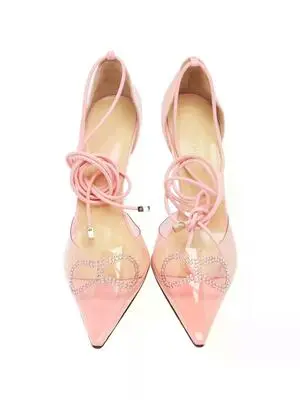 Mach & Mach Crystal Embellished Bow Pumps - Pink