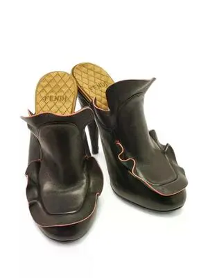 Fendi Wave Ruffle High Heel Mules