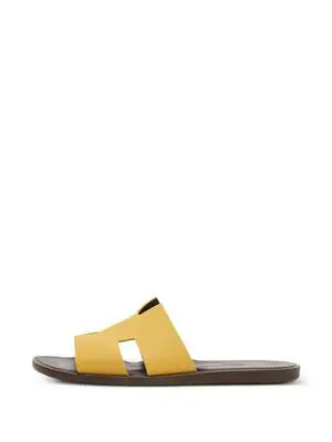 Hermès Hermès Izmir H-Cutout Leather Sandals Yellow