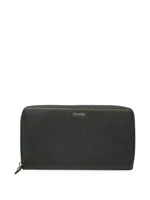 Prada 2010-2026 Saffiano Zip Around Wallet Long Wallets - Black
