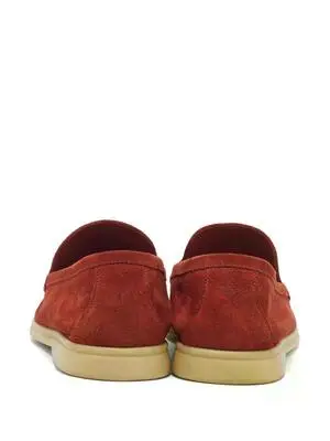 Loro Piana Summer Walk Suede Loafers - Red