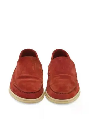 Loro Piana Summer Walk Suede Loafers - Red