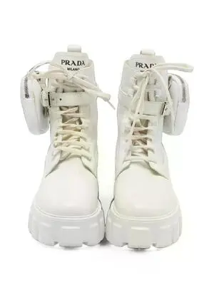 Prada Monolith Re-nylon Combat Boots With Detachable Pouch