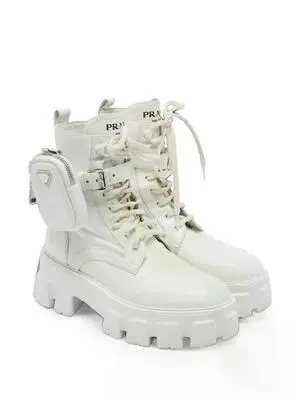 Prada Monolith Re-nylon Combat Boots With Detachable Pouch