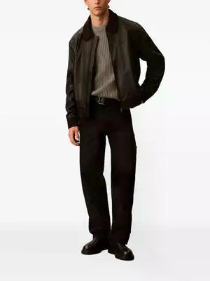 Calvin Klein Shearling Collar Faux-leather Bomber Jacket