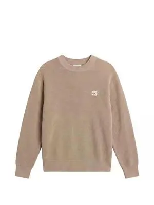 Calvin Klein Waffle-knit Logo-patch Sweater - Neutrals