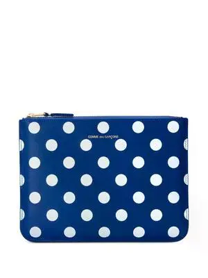 Comme Des Garçons Polka-dot-print Zip Pouch - Blue