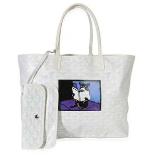 Goyard Goyardine Canvas Bulldog Saint Louis PM Tote White