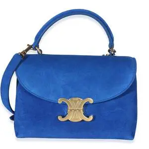 Celine Ultra Suede Calfskin Teen Nino Top Handle Bag - Blue