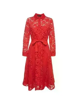 Carolina Herrera Midi Belted Lace Dress