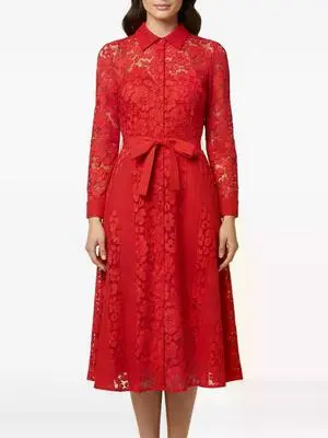 Carolina Herrera Midi Belted Lace Dress