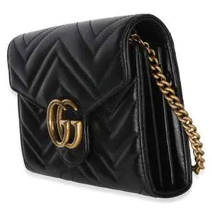 Gucci Matelasse Calfskin Gg Marmont Chain Wallet