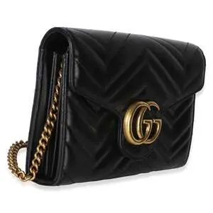 Gucci Matelasse Calfskin Gg Marmont Chain Wallet