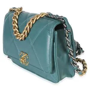 Chanel Dark Quilted Lambskin 19 Wallet On Chain - Green