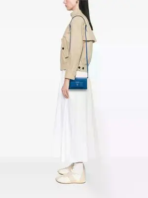 Prada Saffiano Lux Bow Wallet On Strap Crossbody Bag - Blue