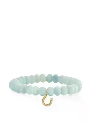 SYDNEY EVAN Aquamarine And Diamond Horseshoe Charm Bracelet - Gold