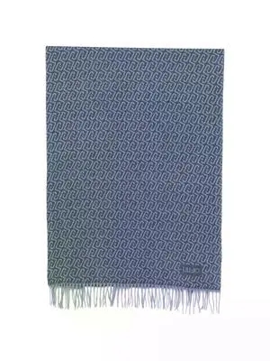 Liu Jo Logo-pattern Fringed Scarf - Blue