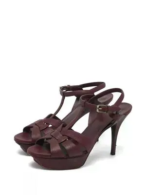 Saint Laurent Tribute Grained Leather Platform Sandals