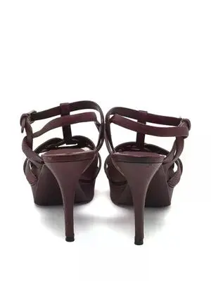 Saint Laurent Tribute Grained Leather Platform Sandals