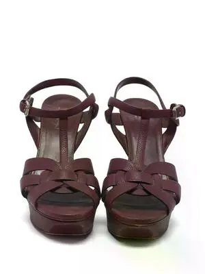 Saint Laurent Tribute Grained Leather Platform Sandals