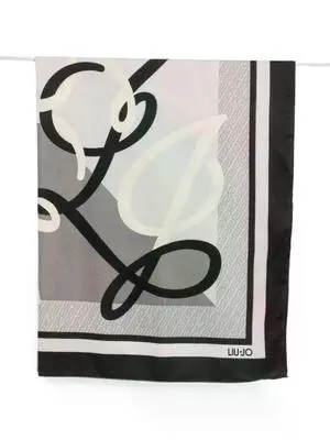 Liu Jo Logo-print Border Scarf - Grey