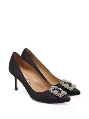Manolo Blahnik Hangisi Pumps With Crystal Embellished Buckle