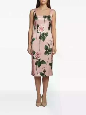 Dolce & Gabbana Floral Print Satin Midi Dress