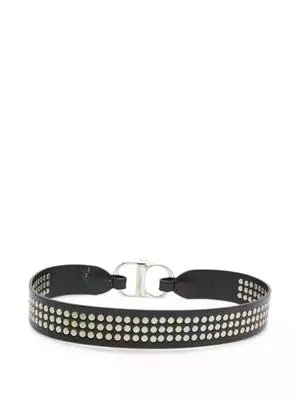 Dior Studded Leather Belt With Cd Logo - Black