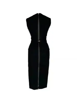 Victoria Beckham Sleeveless V-neck Belted Dress