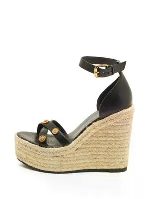 VERSACE Versace Medusa Plaque Espadrille Wedge Sandals