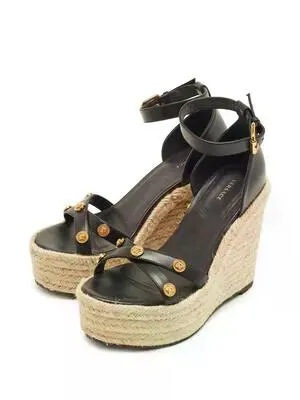 Versace Medusa Plaque Espadrille Wedge Sandals