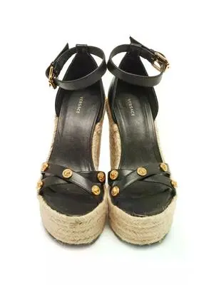Versace Medusa Plaque Espadrille Wedge Sandals