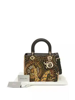 Dior Lady Animals Embroidered Tote Bag - Black