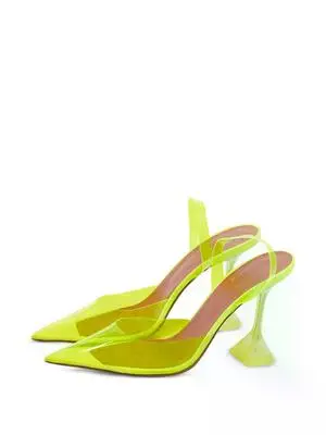 Amina Muaddi Holli Glass Slingback Pumps - Yellow