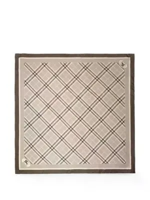 Burberry Check Knight Stamp Silk Scarf - Grey