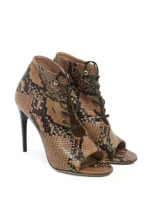 Miu Miu Snakeskin-embossed Lace-up Stiletto Ankle Boots