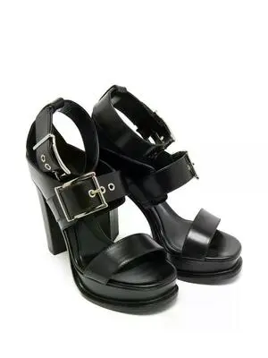 Alexander McQueen Leather Platform Heeled Sandals