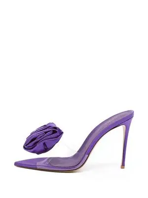 LE SILLA Floral Appliqué Stiletto Slide Sandals - Purple