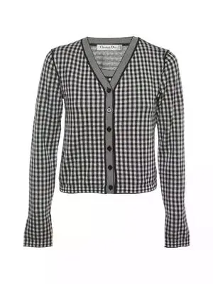DIOR Gingham Knit Cardigan And Top Set (set Of Two)