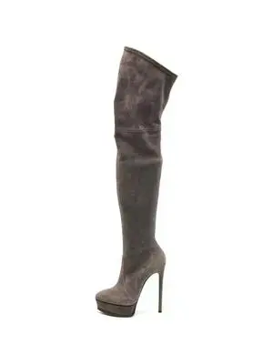 Casadei Over-the-knee Platform Stiletto Boots - Grey