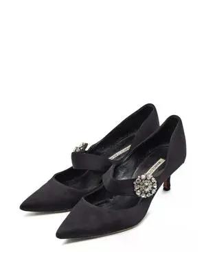 Manolo Blahnik Crystal Embellished Mary Jane Pumps